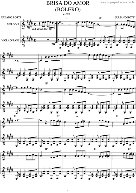 Super Partituras - Brisa Do Amor (Juliano Botti), com cifra