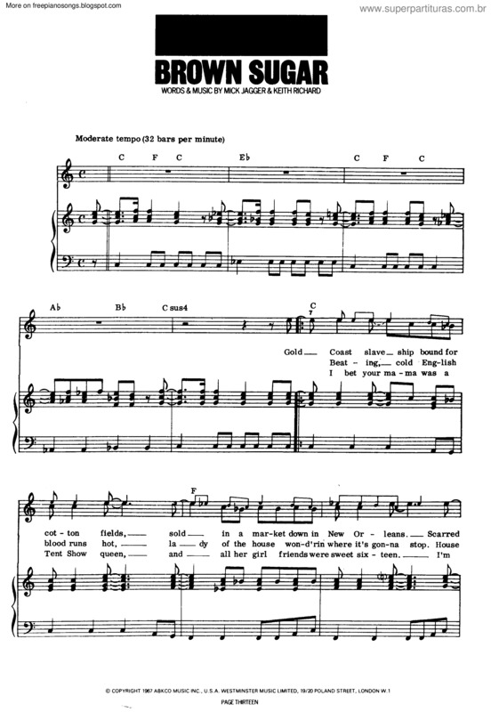 Super Partituras - Brown Sugar v.3 (Rolling Stones)