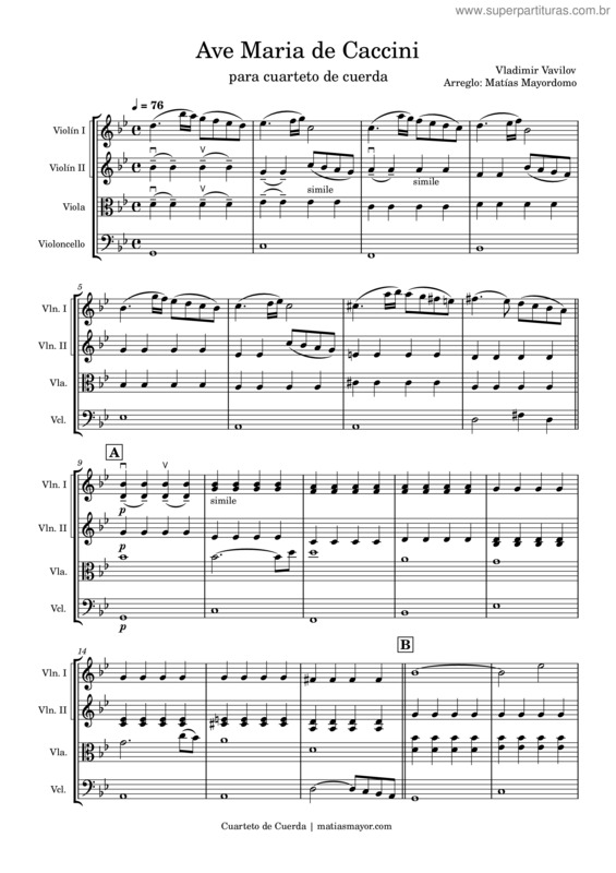 Super Partituras - Caccini`S Ave Maria – Vladimir Fyodorovich Vavilov Caccini`S Ave Maria ...