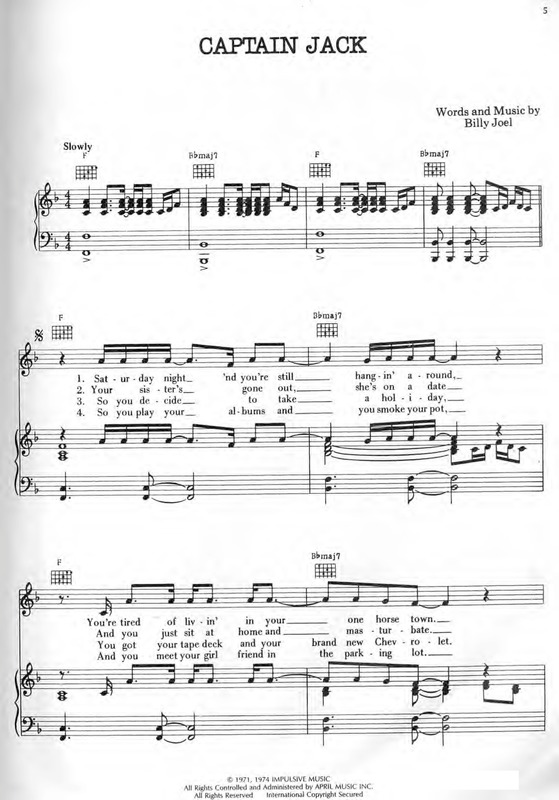 Super Partituras - Captain Jack (Billy Joel), com cifra