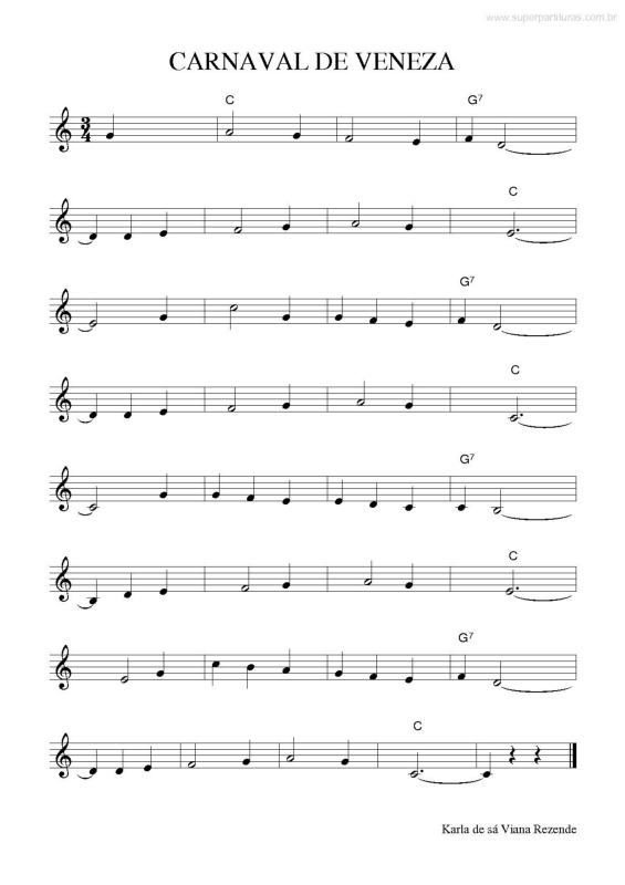 Super Partituras - Carnaval de Veneza (Paganini), com cifra