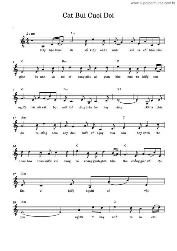 Super Partituras - Cat Bui Cuoi Doi (Desconhecido)