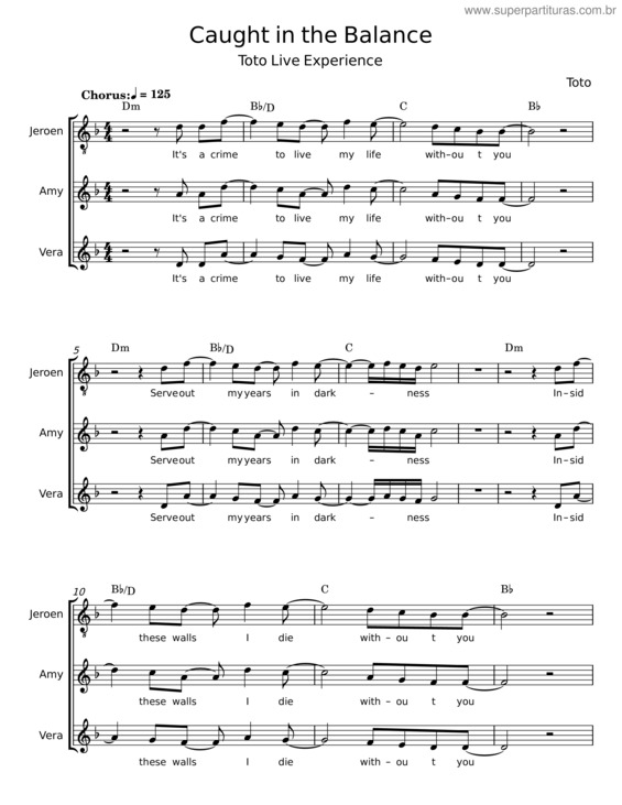 Super Partituras - Caught In The Balance v.2 (Toto)