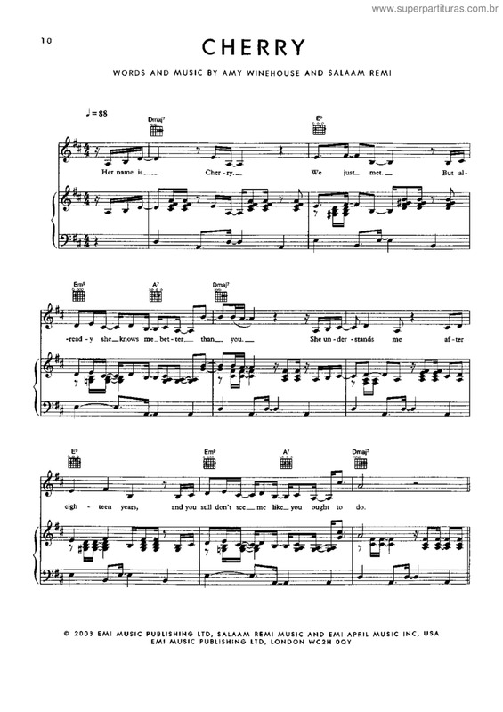 Super Partituras - Cherry (Amy Winehouse), com cifra