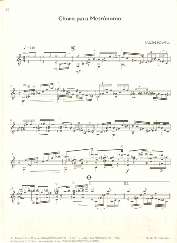 Super Partituras - Choro Para Metrônomo (Baden Powell)