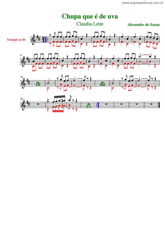 Super Partituras - Chupa Que É De Uva (Alexandro de Souza)