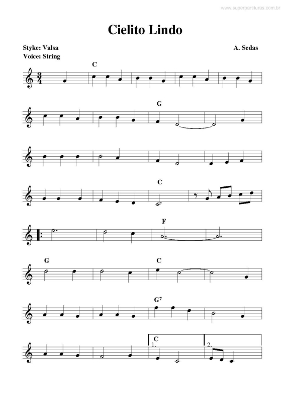 Super Partituras - Cielito Lindo (A. Sedas), com cifra