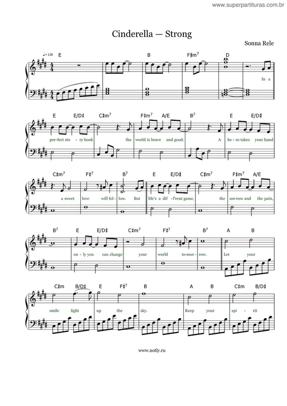 Super Partituras - Cinderella- Strong (Sonna Rele), com cifra