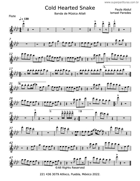 Super Partituras - Cold Hearted Snake – Paula Abdul (Paula Abdul)
