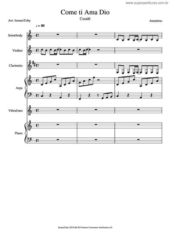 Super Partituras - Come Ti Ama Dio v.2 (Canto Liturgico)