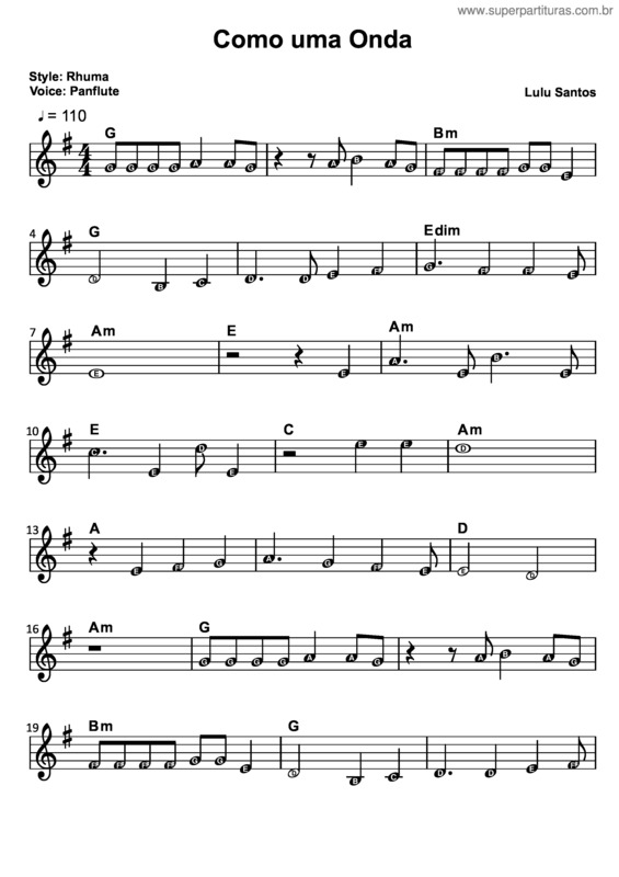 Super Partituras - Como Uma Onda v.12 (Lulu Santos), com cifra