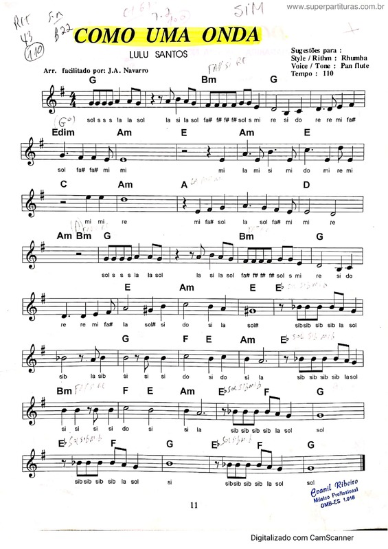 Super Partituras - Como Uma Onda v.9 (Lulu Santos), com cifra
