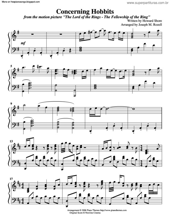 Super Partituras - Concerning Hobbits v.7 (Howard Shore)