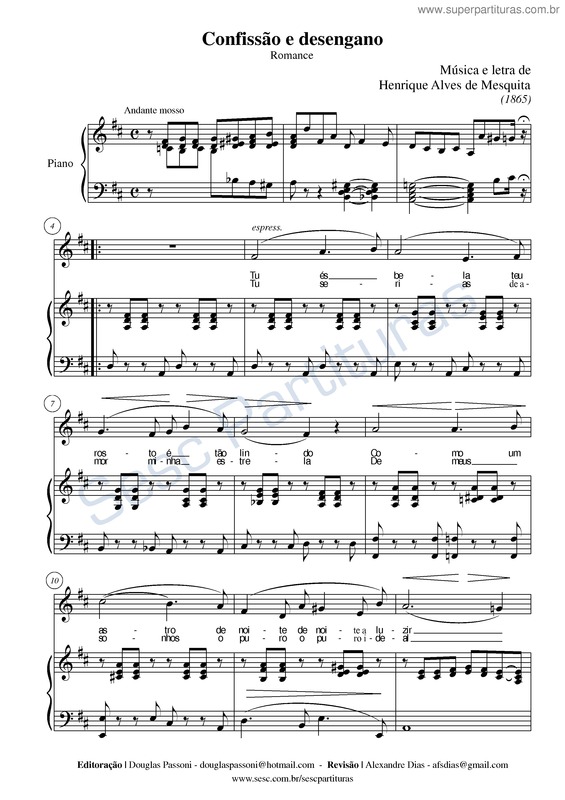 Super Partituras - Confissão e desengano (Henrique Alves de Mesquita), com cifra