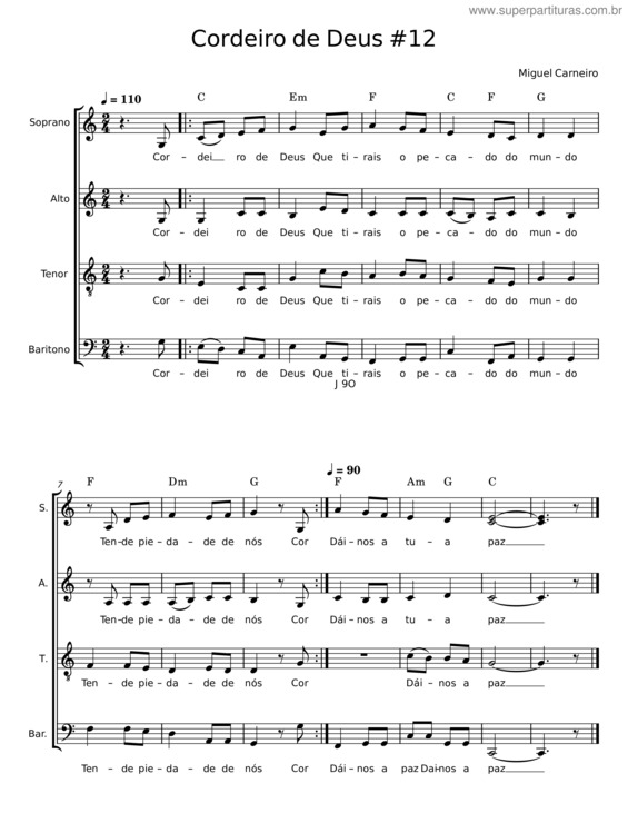 Super Partituras - Cordeiro De Deus v.30 (Miguel Carneiro)