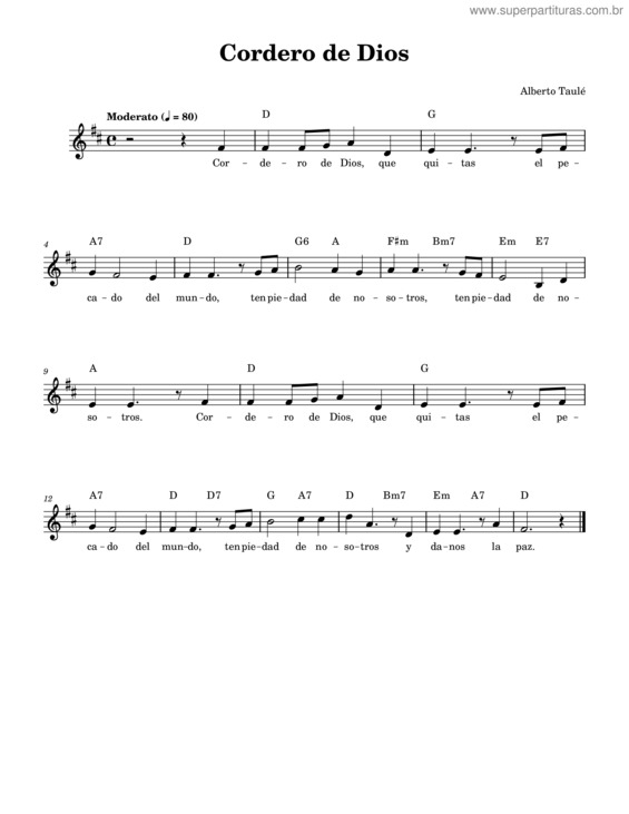 Super Partituras - Cordero De Dios v.9 (Alberto Taulé)