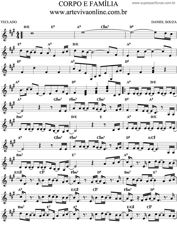 Super Partituras - Corpo E Família v.2 (Daniel Souza), com cifra