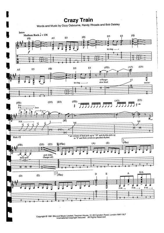Super Partituras - Crazy Train v.7 (Ozzy Osbourne), com cifra