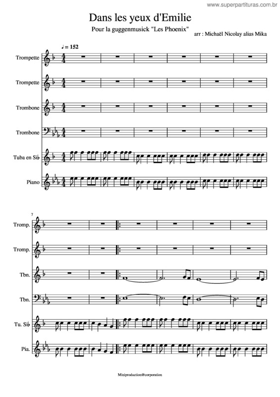 Super Partituras - Dans Les Yeux D`Emilie (Joe Dassin)