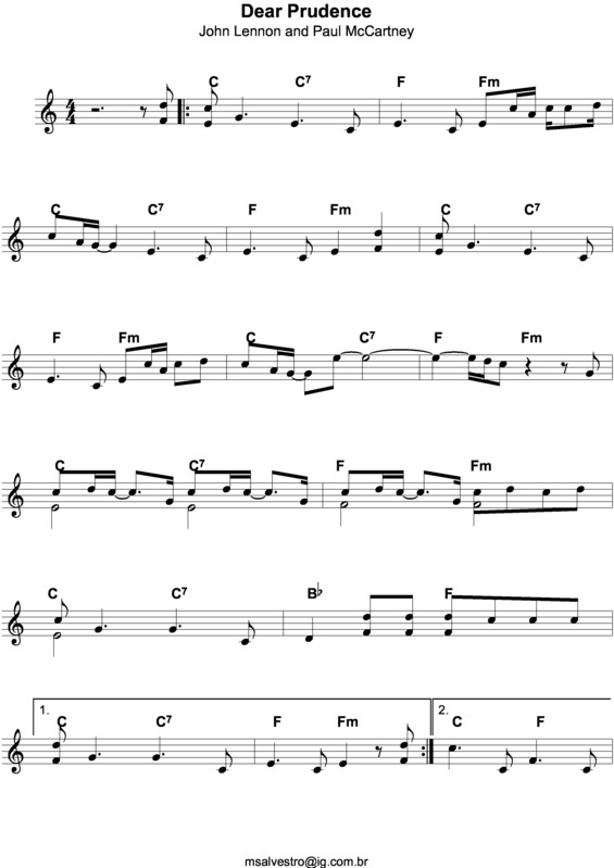 Super Partituras - Dear Prudence v.3 (The Beatles), com cifra