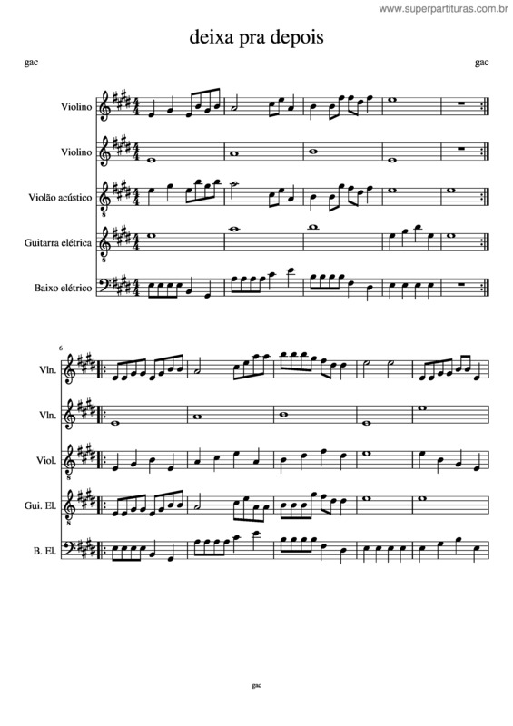 Super Partituras - Deixa Pra Depois v.2 (Desconhecido)