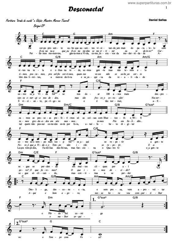 Super Partituras - Desconecta (Daniel Salles), com cifra
