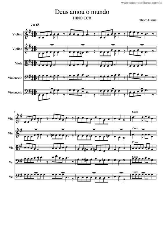 Super Partituras - Deus Amou O Mundo (Desconhecido)