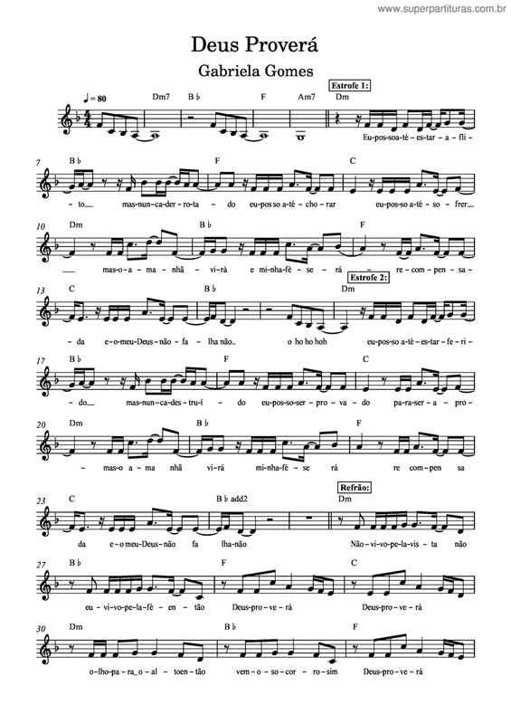 Super Partituras - Deus Proverá v.2 (Gabriela Gomes), com cifra