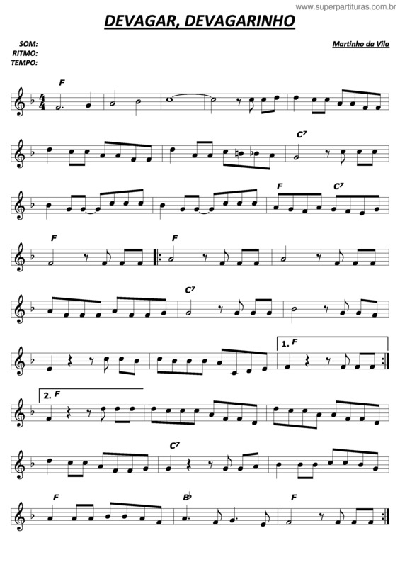 Super Partituras - Devagar, Devagarinho v.4 (Martinho da Vila), com cifra
