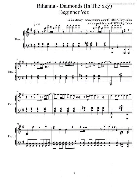 Super Partituras - Diamonds (In the Sky) (Rihanna)