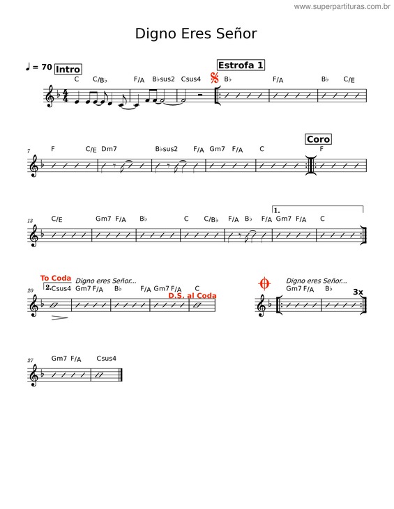 Super Partituras - Digno Eres Señor (Marco Barrientos)