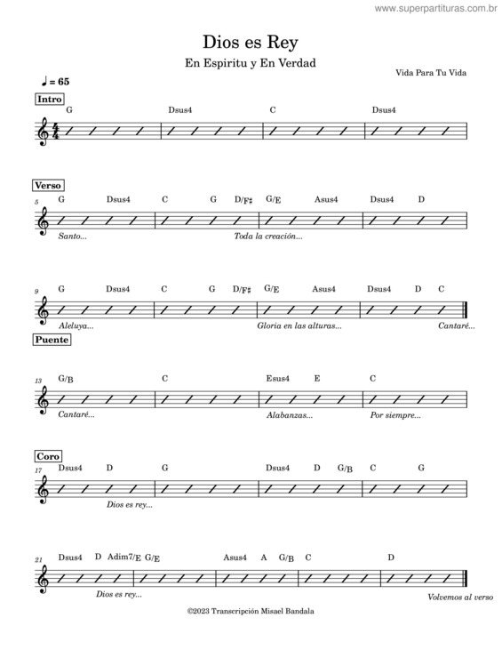 Super Partituras - Dios Es Rey (En Espíritu Y En Verdad)