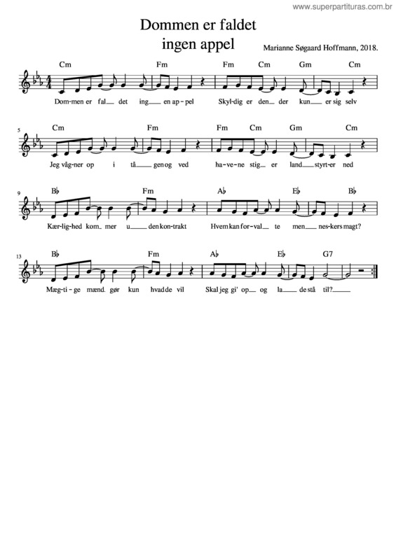 Super Partituras - Dommen Er Faldet Ingen Appel (Marianne Søgaard)