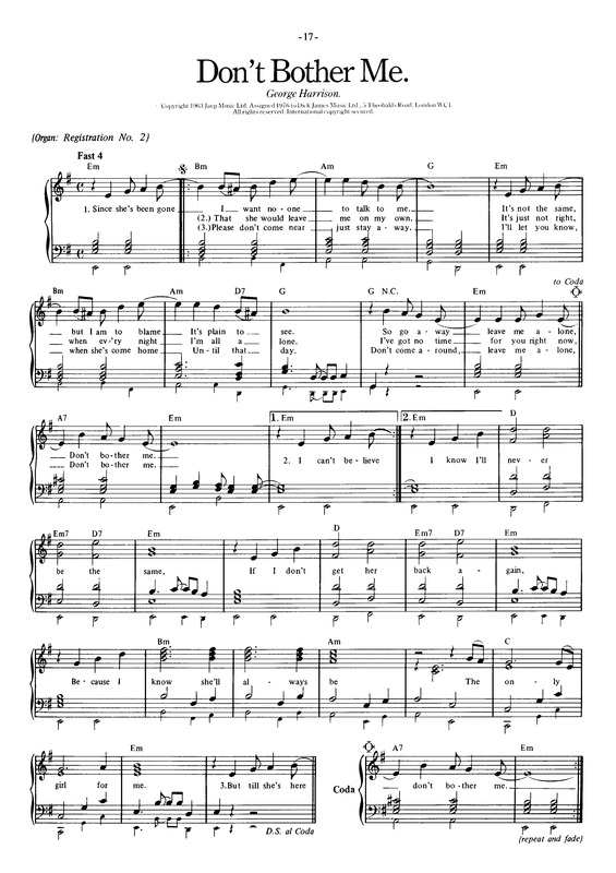Super Partituras - Don´t Bother Me v.3 (The Beatles), com cifra