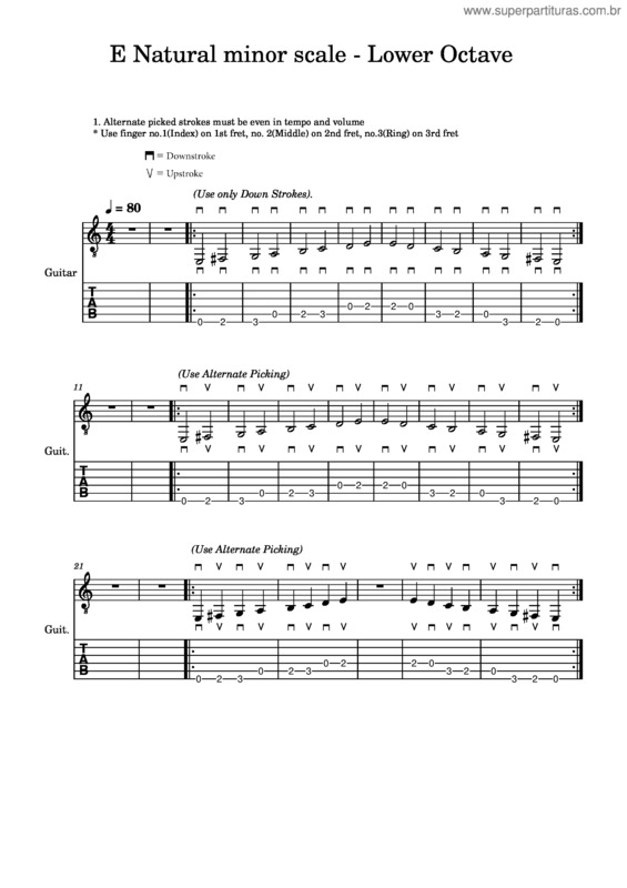 Super Partituras - E Natural Minor Scale Lower Octave (Desconhecido)