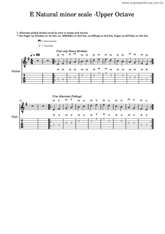 Super Partituras - E Natural Minor Scale Upper Octave (Desconhecido)