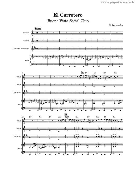 Super Partituras - El Carretero (Guillermo Portabales)