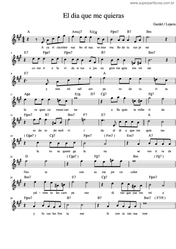 Super Partituras - El Dia Que Me Quieras v.21 (Carlos Gardel)