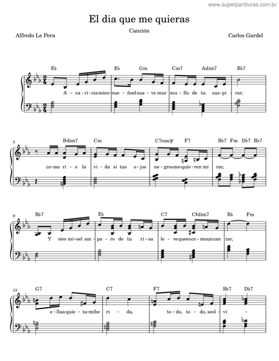 Super Partituras - El Dia Que Me Quieras v.49 (Carlos Gardel)