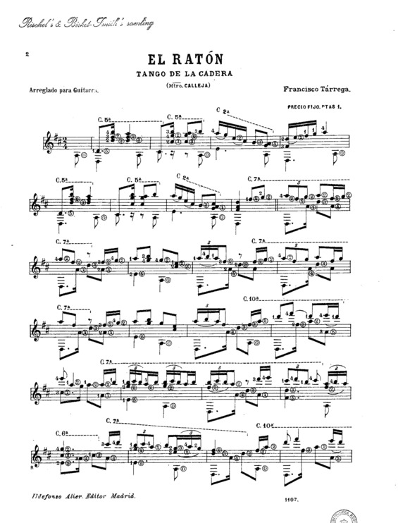 Super Partituras - El Ratón (Tango De La Cadera) (Francisco Tarrega)