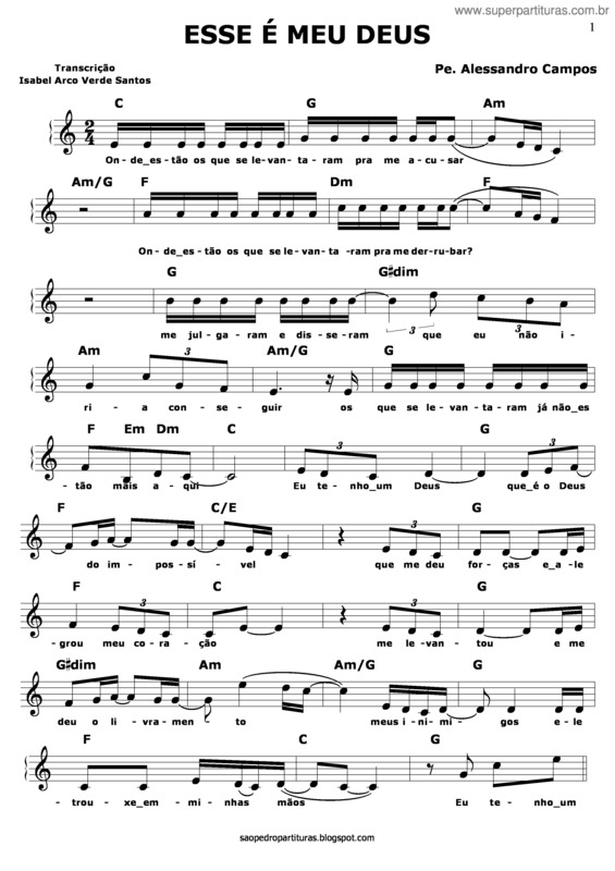 Super Partituras - Esse É Meu Deus (Padre Alessandro), com cifra Super Partituras - Esse É Meu Deus (Padre Alessandro), com cifra