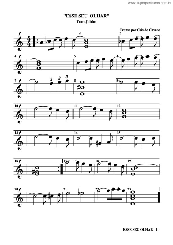 Super Partituras Esse Seu Olhar Tom Jobim Com Cifra