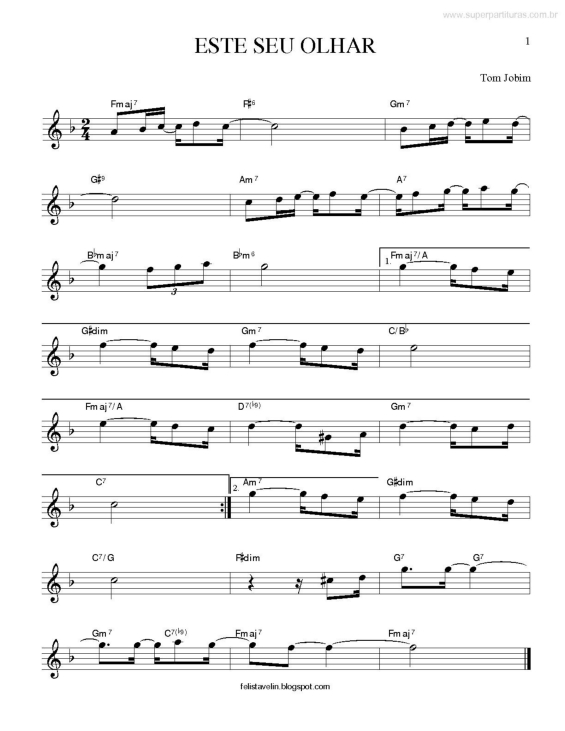 Super Partituras Este Seu Olhar V 2 Tom Jobim Com Cifra