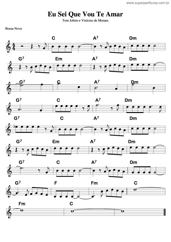 Super Partituras - Eu Sei Que Vou Te Amar v.40 (Tom Jobim), com cifra