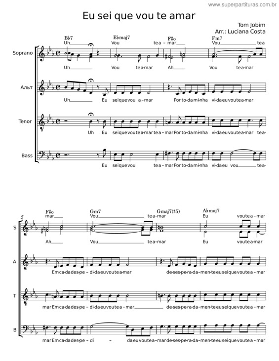 Super Partituras - Eu Sei Que Vou Te Amar v.71 (Antonio Carlos Jobim)
