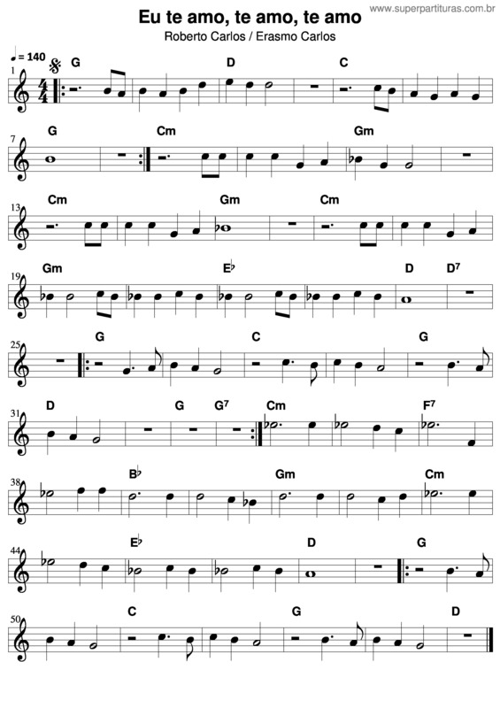 Super Partituras - Eu Te Amo, Te Amo, Te Amo v.2 (Roberto Carlos), com ...