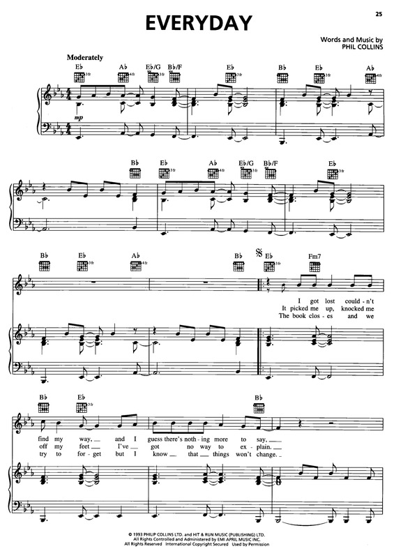 Super Partituras - Everyday v.5 (Phil Collins), com cifra