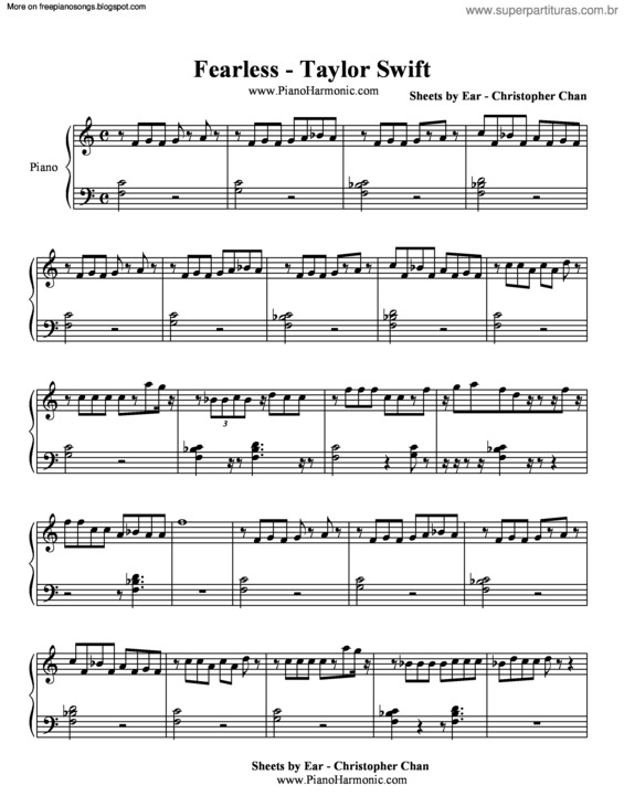 Super Partituras - Fearless v.4 (Taylor Swift)