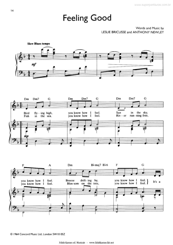 Super Partituras - Feeling Good (Nina Simone, Leslie Bricusse, Anthony ...