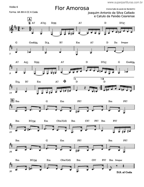 Super Partituras - Flor Amorosa – Joaquim Antonio Calado (Joaquim ...